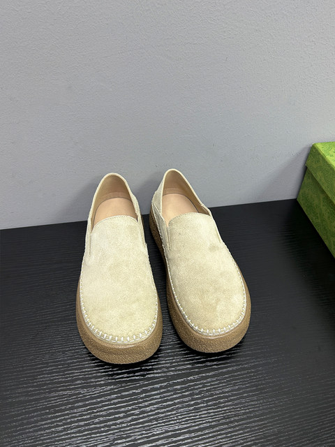 Retro single shoes for men's breathable leather shoes, thick-soled ...