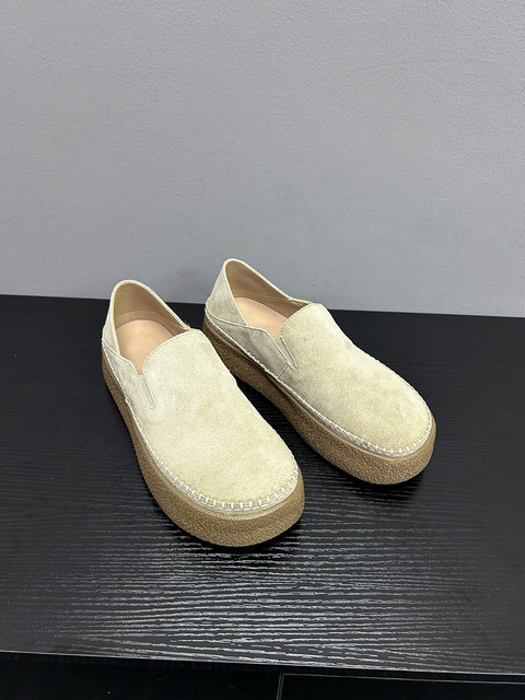 Retro single shoes for men's breathable leather shoes, thick-soled ...