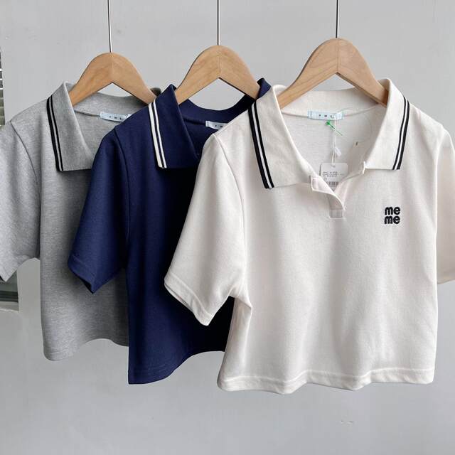 Micro flaw college style fashion summer lapel solid color polo short ...