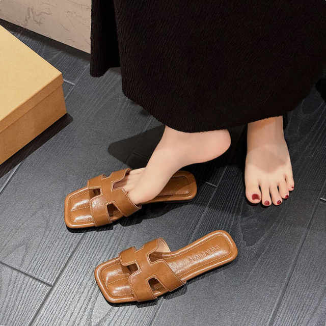 French fashion high-end slippers flat fairy 2024 new summer outer wear ...