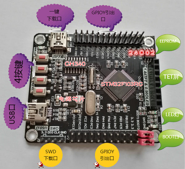 STM32F103RCT6 development board ARM STM32 development board small ...