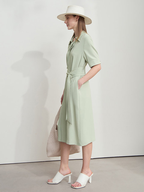 Amii2025 summer new commuter style intellectual shirt dress with belt ...