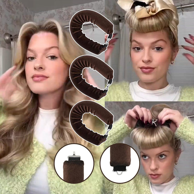 Rubber curl artifact 3 hook lazy hot curly hair rolls big wave roll ...