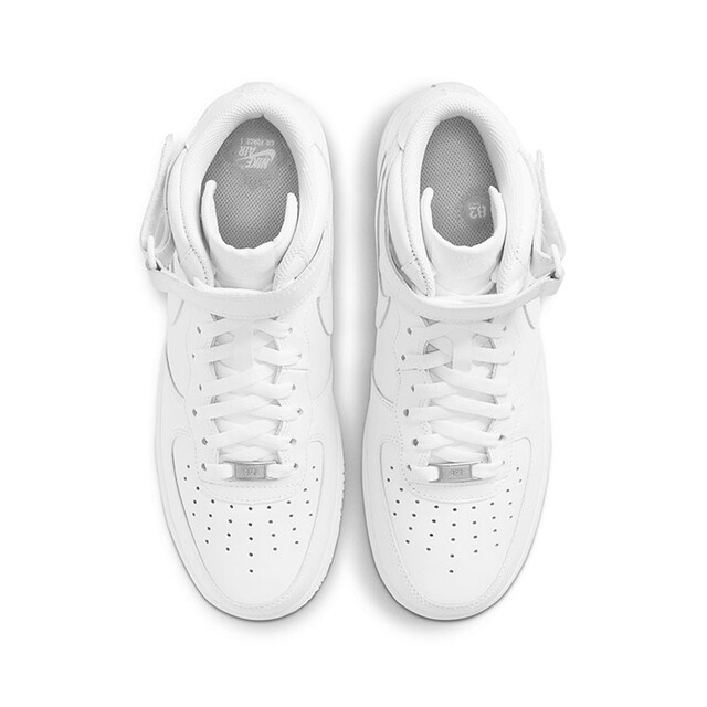 NIKE AIR FORCE 1 MID AF1 pure white Air Force One men's mid-top casual ...