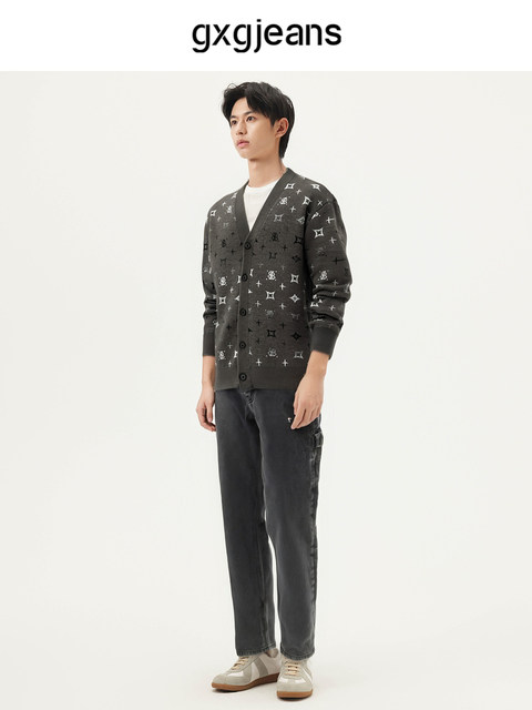 gxg.jeans men's clothing green presbyopia fashion cardigan sweater knitted sweater men's new ...