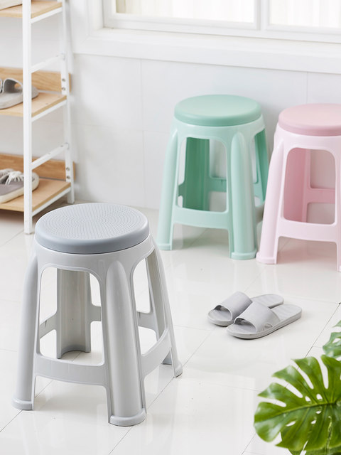 Nordic plastic stool two-color frosted stool household dining table ...