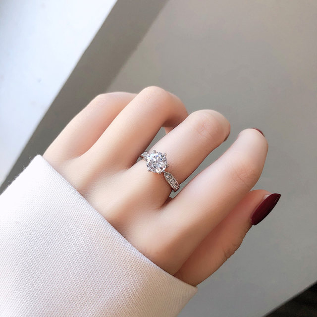 Zircon ring for women wedding simulation 2 carat new high-end ...