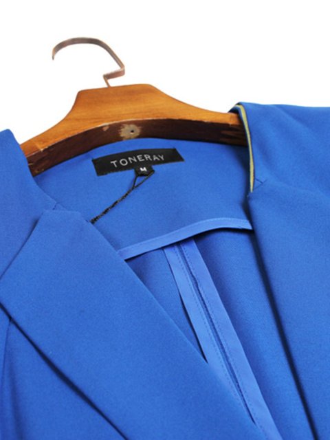Claine's blue suit girl seven -point sleeve suit design sense niche in ...