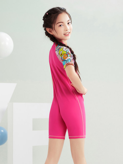 Yingfa Girls' Langles Swimsuit In the Big Girl Girls, Short -sleeved Sunscape Play Water Beach ...