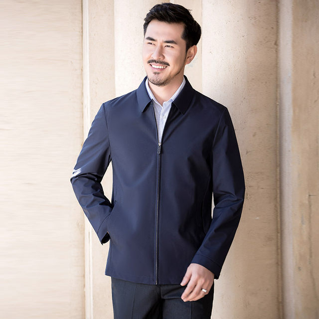 Hongdu Jacket Men's Middle-aged Spring and Autumn New Lapel Business ...