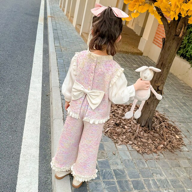 Girls suit spring and autumn 2024 new baby girl sweet and stylish lace ...