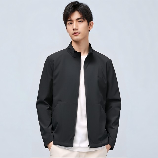 New spring thin jacket stand collar business casual middle-aged and young men's jacket thin men ...