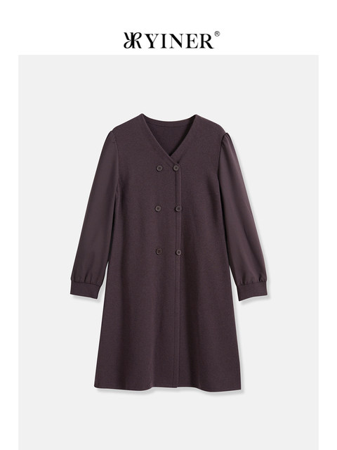 Yiner Yiner Winter Women's French Elegant Wool Vedic Vedic Dress