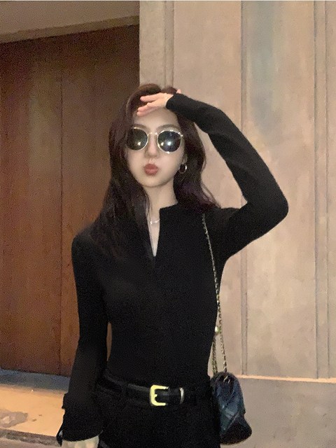 Mulvan zipper semi -opening neck sweater female 2024 autumn and winter ...