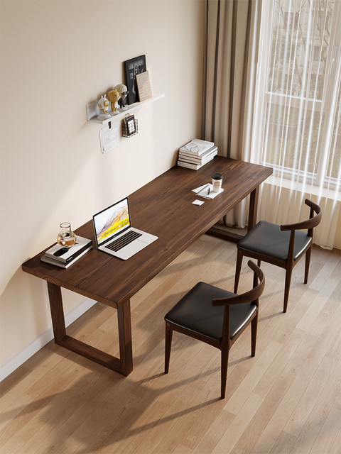 Solid wood large table, simple modern desk, home computer table, double ...