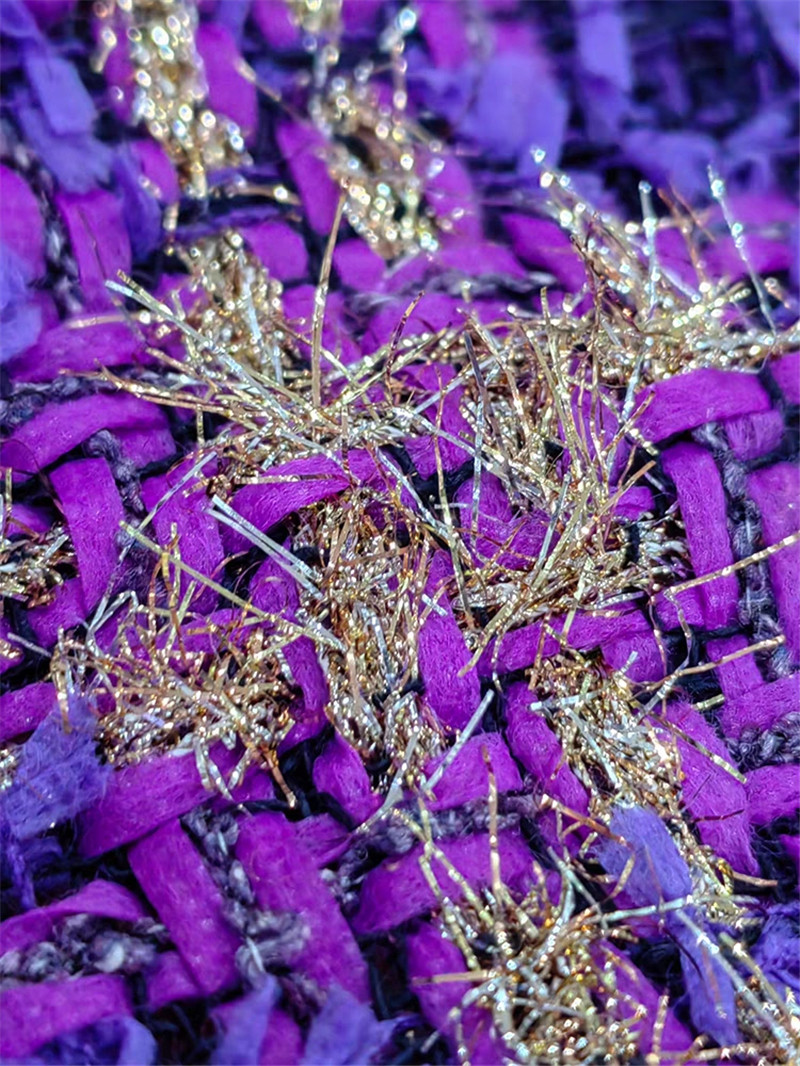 Tissu Tweed Violet - Matériau Haut de Gamme Importé au Mètre