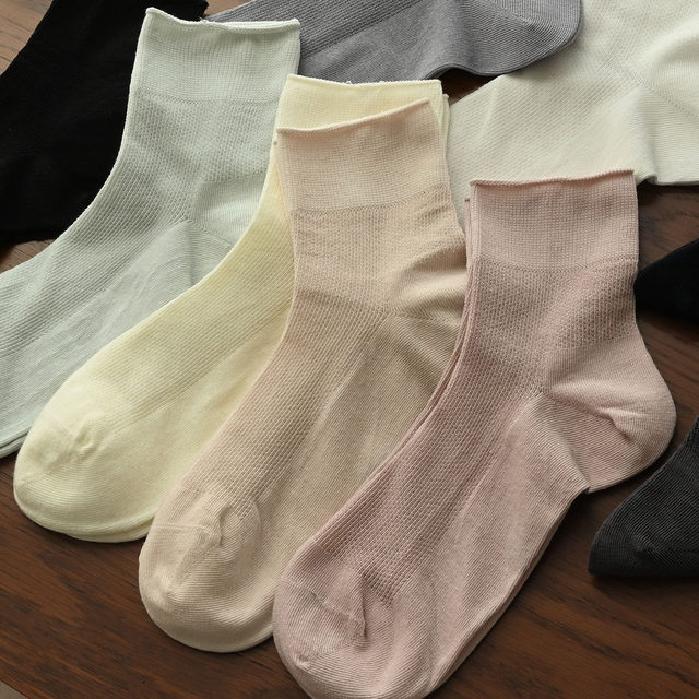 Hand-made three-pair suit couples mesh loose socks men and women mid ...