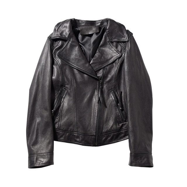 High-end washed soft sheepskin leather motorcycle jacket for women ...