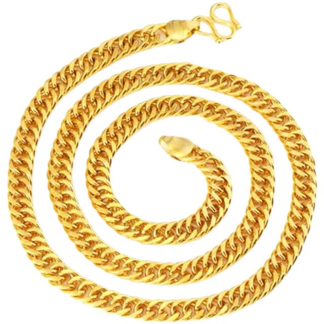 Imitation sand gold necklace men's 24K gold-plated long-lasting riding ...