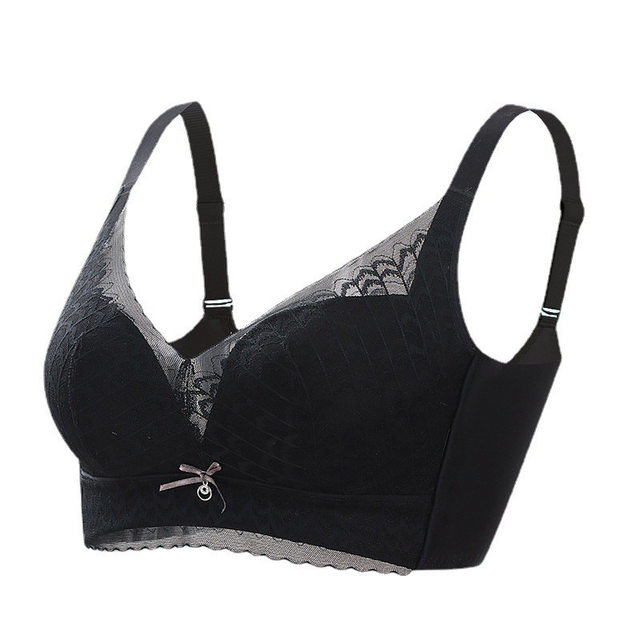 Side bone bra for women without rims, pierced cup, large breasts, small ...