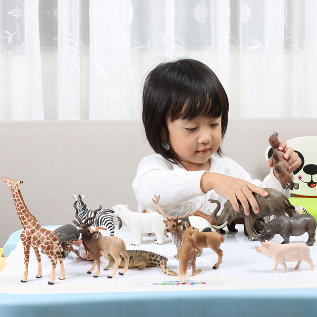 Simulated animal model toy set wild solid hard forest bionic farm zoo ...
