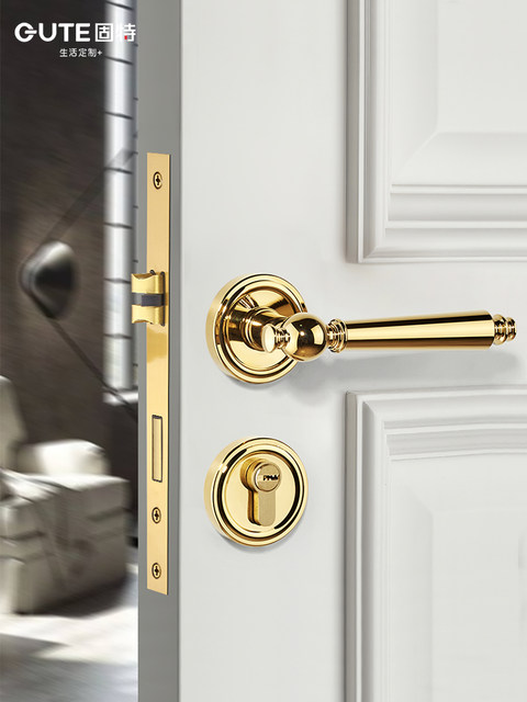 Goode household copper door lock indoor bedroom door lock brass room ...