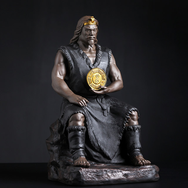 Dai Yutang Ceramic Figurine, the Statue of the Emperor Fu Xi, a Divine ...