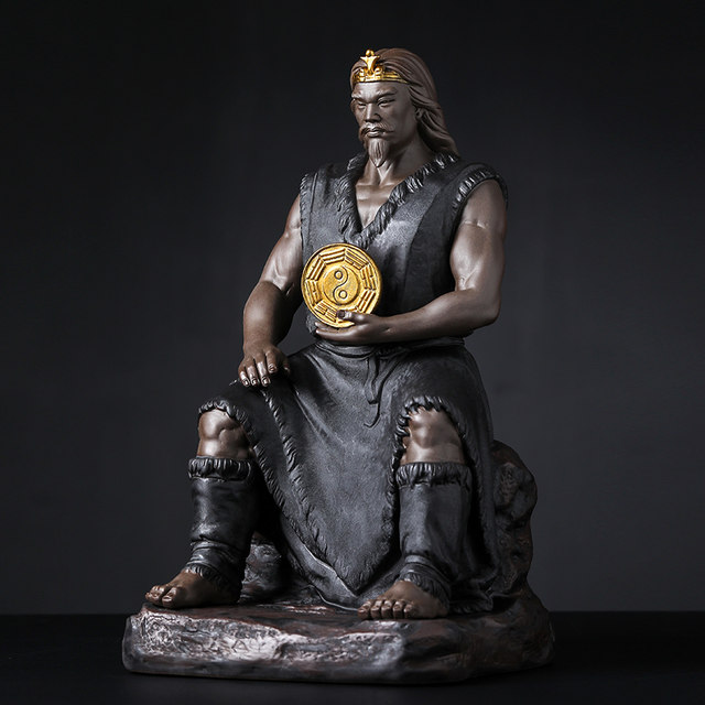 Dai Yutang Ceramic Figurine, the Statue of the Emperor Fu Xi, a Divine ...