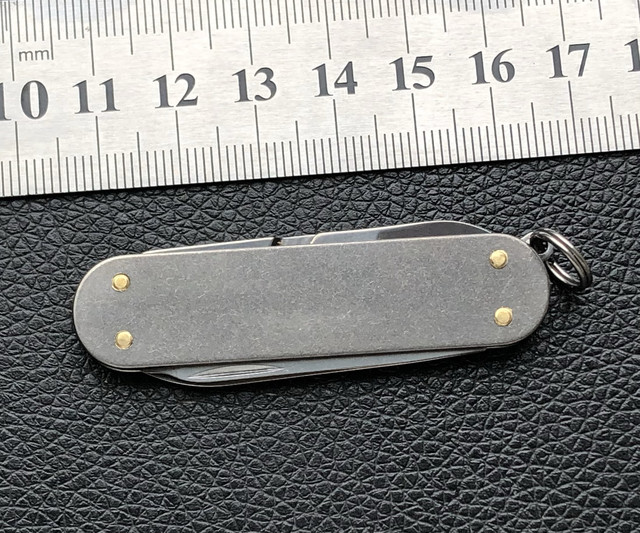 Stone washed tc4 titanium handle VICTORINOX 58mm Swiss Army knife 0. ...