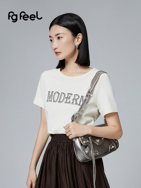 Pupu style exquisite letter pattern T-shirt for women 2024 summer new ...