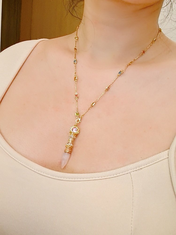 Lingbing necklace Natural crystal powder crystal lapis lazuli green ...