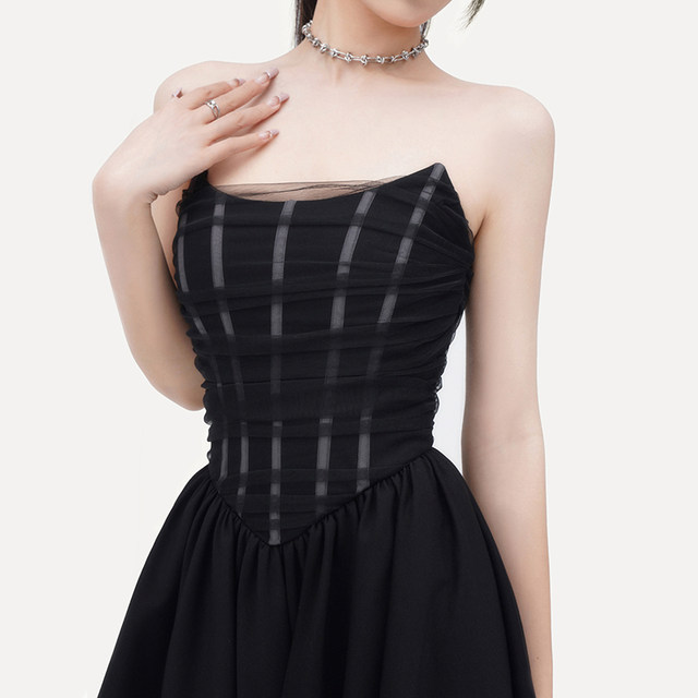 VOCK romantic supreme chic design dress spring fishbone pleated gauze ...