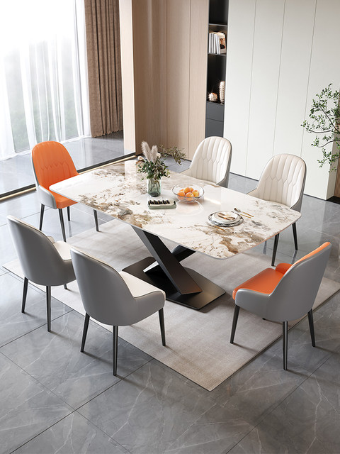 Light luxury long square table and chair modern minimalist Italian ...