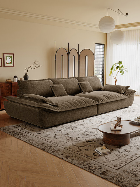 Government subsidy French cream wind chenille sailing sofa living room ...