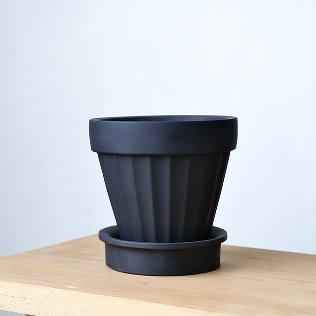 Roman column flower pot creative coarse pottery breathable cement pot ...