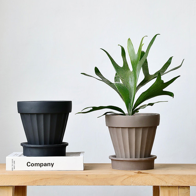 Roman column flower pot creative coarse pottery breathable cement pot ...