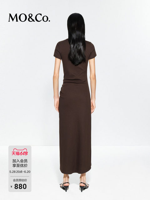 MOCO dress 2025 summer new kink high waist short sleeve front shoulder long skirt MBE2DRS002 ...