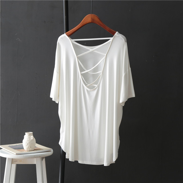 Sexy backless modal short-sleeved T-shirt for women summer 2023 new ...