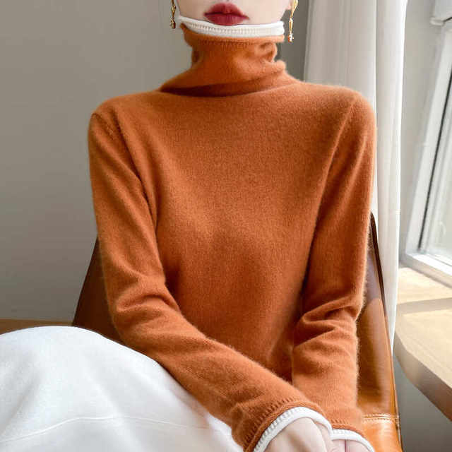 100%pure cashmere sweater fake two pieces of long -sleeved sweater ...