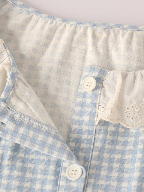 {Sound of Sea Salt} Checkered sweet pure cotton pajamas for women's ...