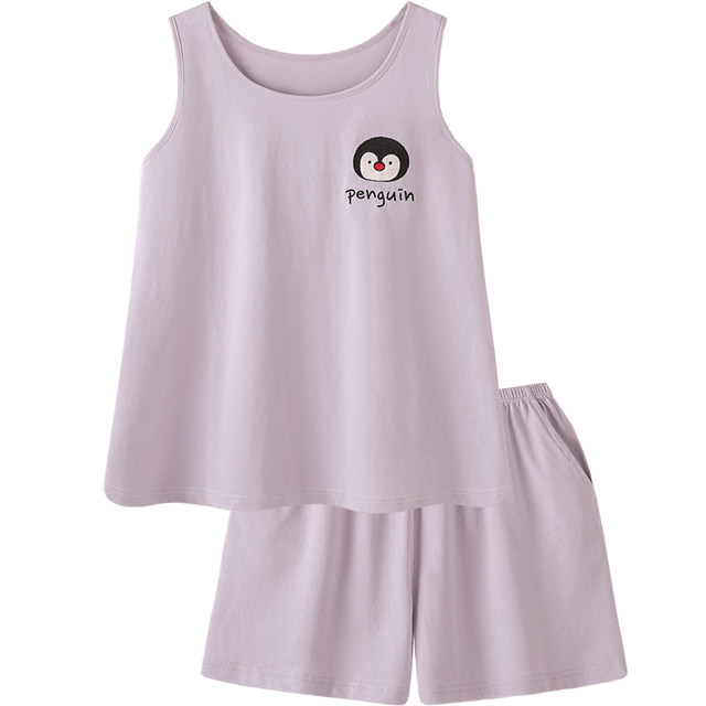 Taro little penguin cute cartoon pure cotton pajamas for women summer ...