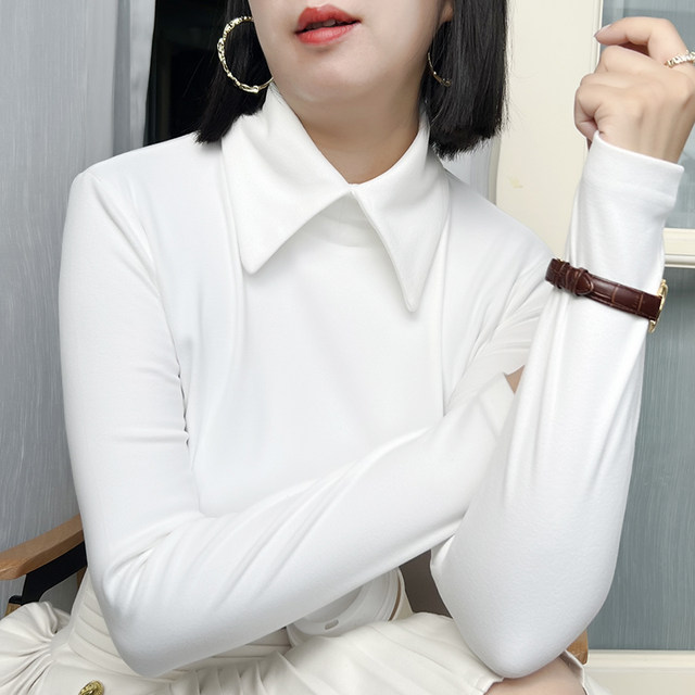 polo collar double-sided German velvet bottoming shirt for women autumn ...