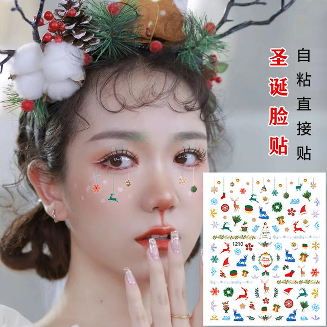 Christmas snowflake sticker makeup play makeup face white fake ...
