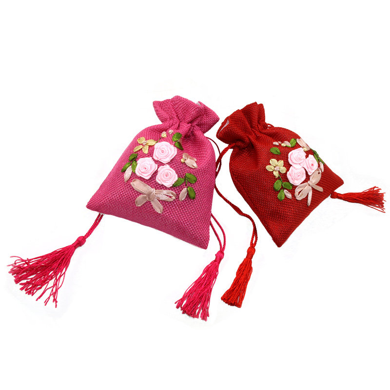 Itushi Embroidered Lucky Bag - Cotton Linen Sachet Purse