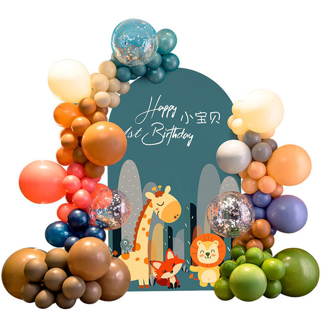 ins Morandi retro color balloon decoration baby first birthday party ...
