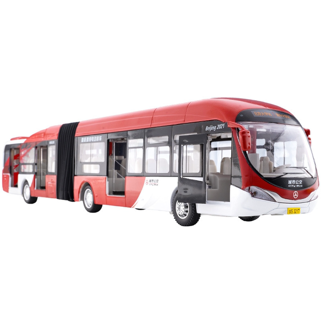 Large alloy Beijing bus simulation double section bus toy car 3-6 ...