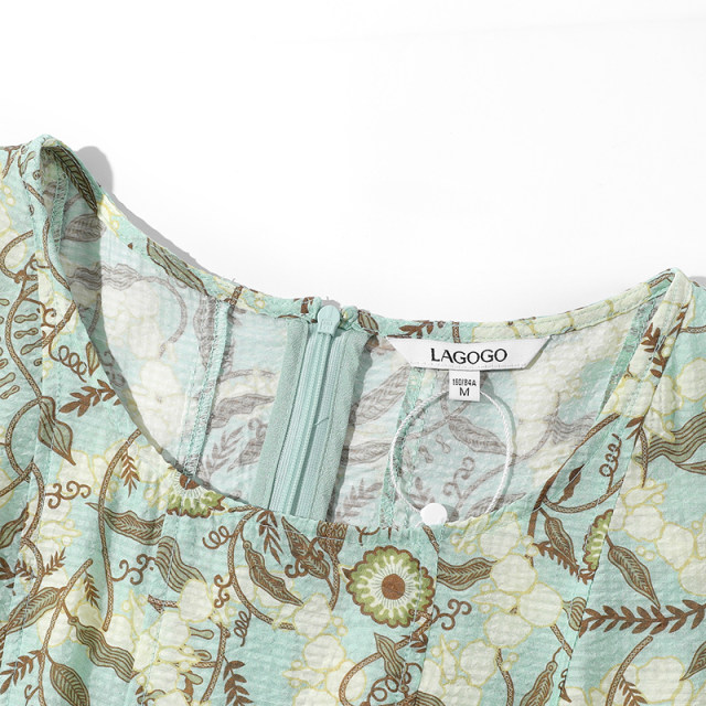 Lagogo Lagogu Mint Mambo Print Dress Women's 2024 Summer New Sweet ...