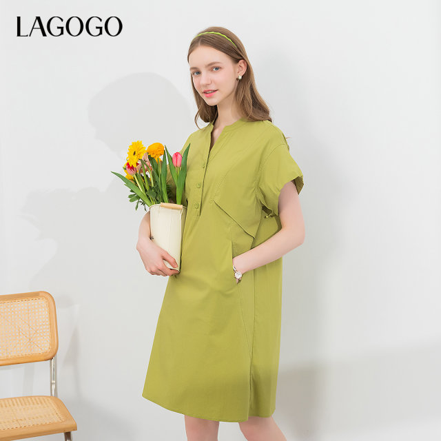 Lagogo Lagu Mint Mambo casual short-sleeved dress women's 2024 summer ...