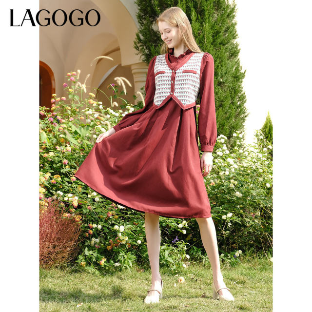 Lagogo Lagugu temperament Hepburn retro dress women's 2024 spring and ...