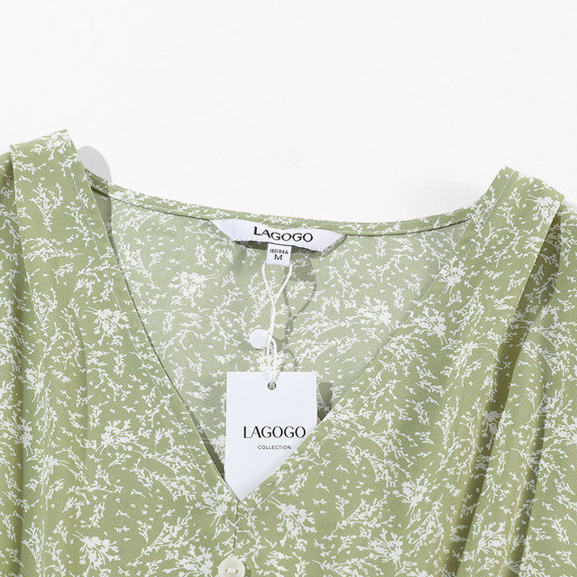 Lagogo Lagugu temperament chiffon dress women's 2024 summer new puff ...